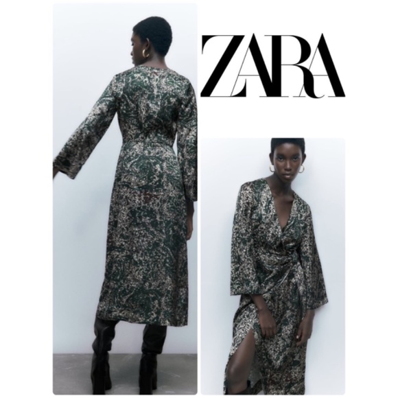Zara | Dresses | Nwt Zara Print Midi Dress With Knot Xs | Poshmark